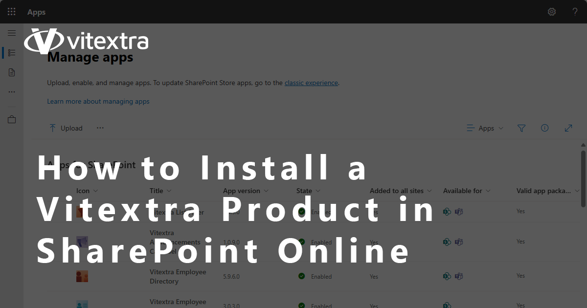 How to Install a Vitextra Product in SharePoint Online - Vitextra