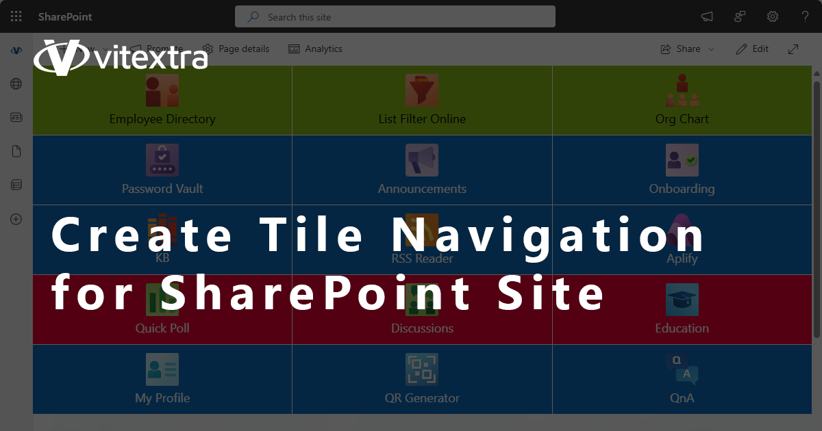 Create Tile Navigation for SharePoint Site - Vitextra