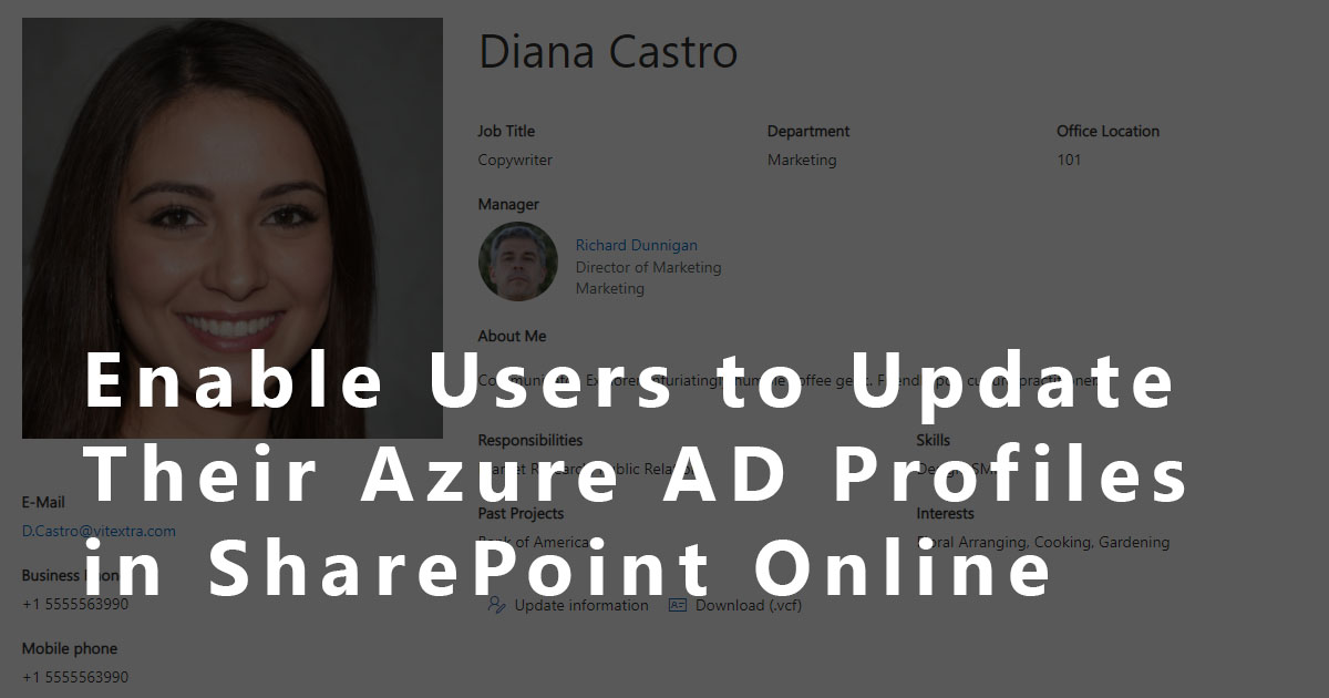 Enable Users to Update their AD Profiles in SharePoint - Vitextra