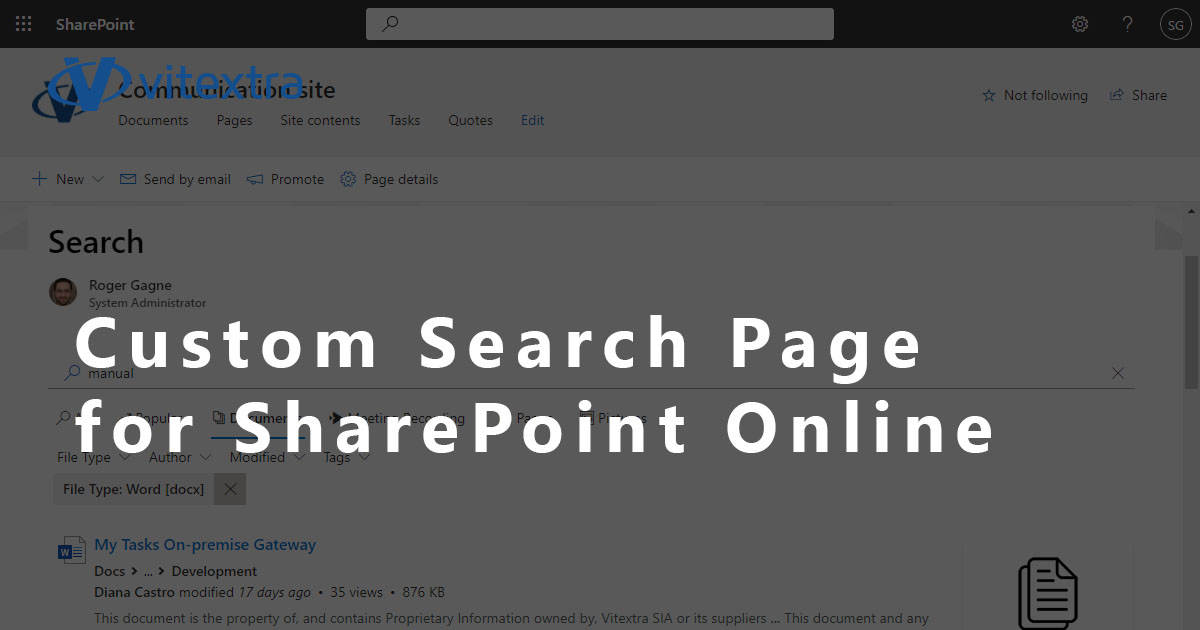 Custom Search Page for SharePoint Online - Vitextra