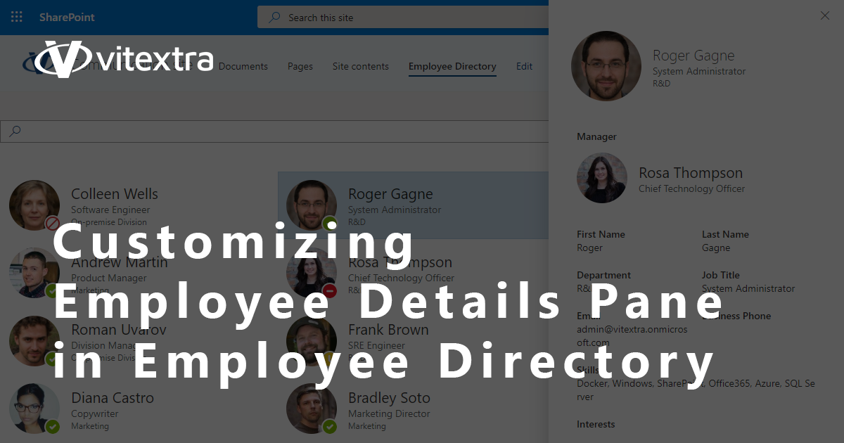 Customizing Employee Details Pane in Employee Directory - Vitextra
